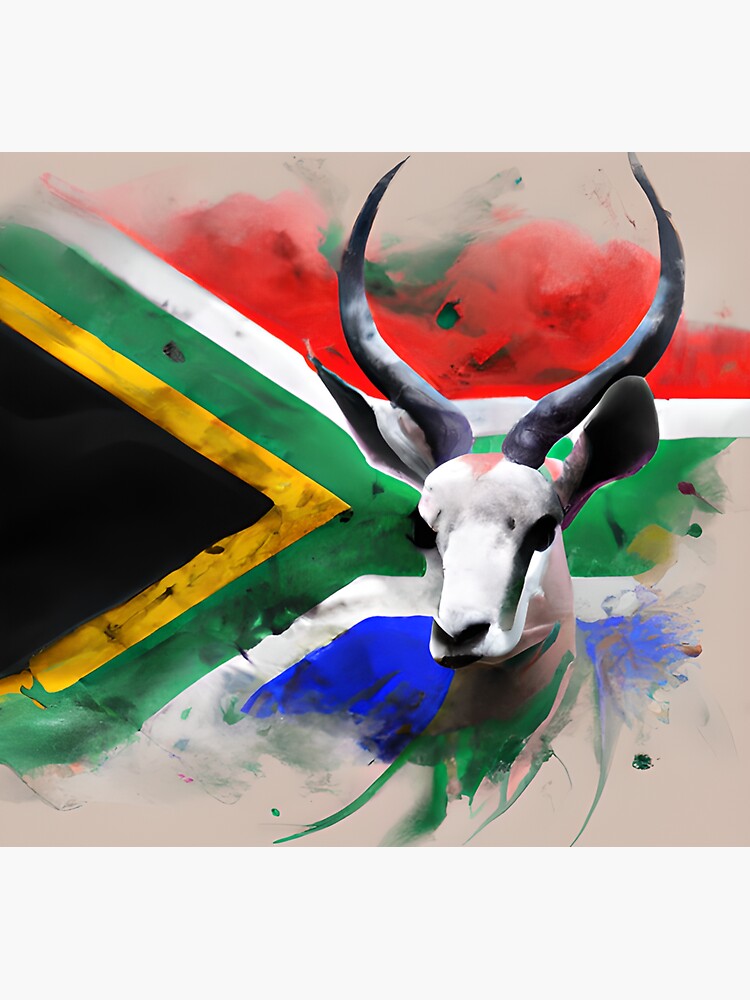 "Springbok with South African flag, Bokke" Sticker for Sale by ...