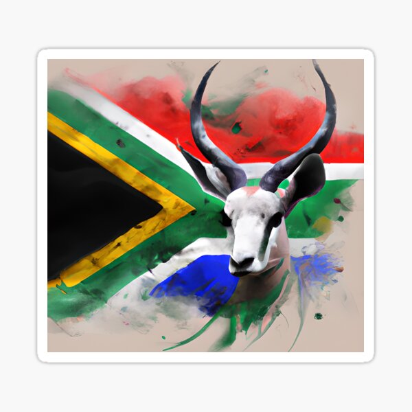 "Springbok with South African flag, Bokke" Sticker for Sale by ...