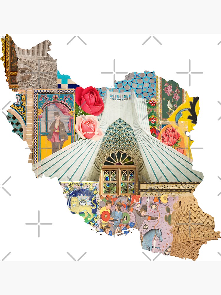 "Map of Iran Collage Art Persian Landmarks & Cultural Motifs Woman Life ...