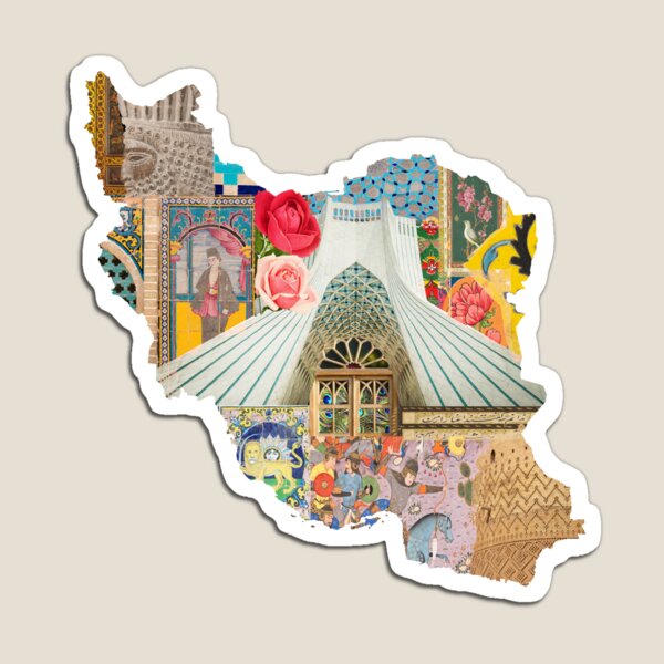"Map of Iran Collage Art Persian Landmarks & Cultural Motifs Woman Life ...