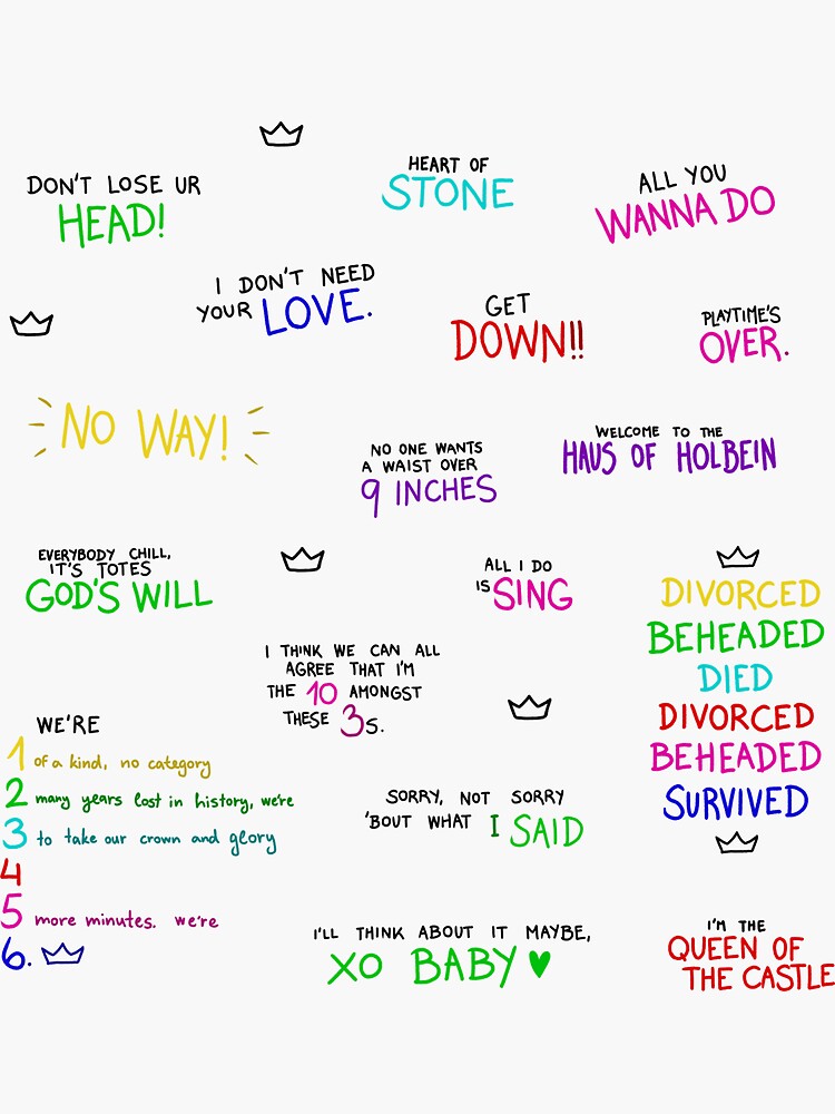 "SIX THE MUSICAL ICONIC QUOTES SET" Sticker for Sale by the-sissi ...