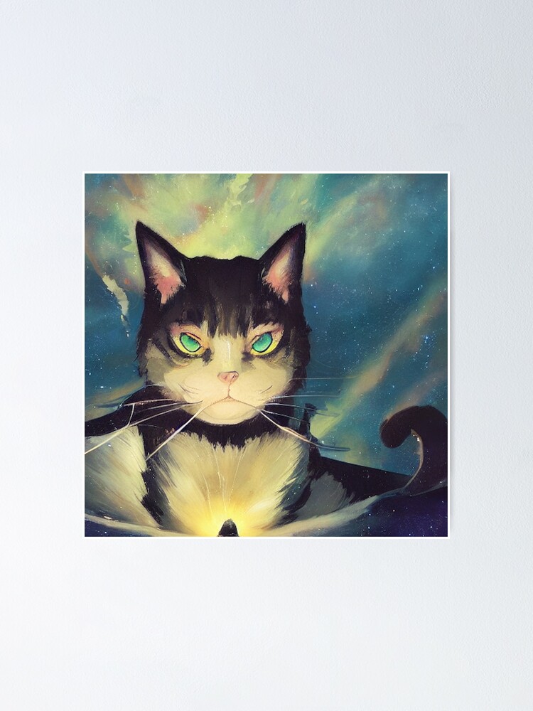 "Cutest cat in the world nebula cat in space meow art" Poster for Sale ...