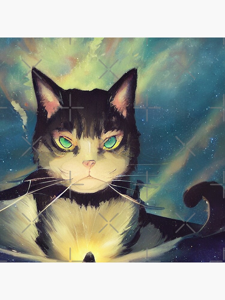 "Cutest cat in the world nebula cat in space meow art" Sticker for Sale ...
