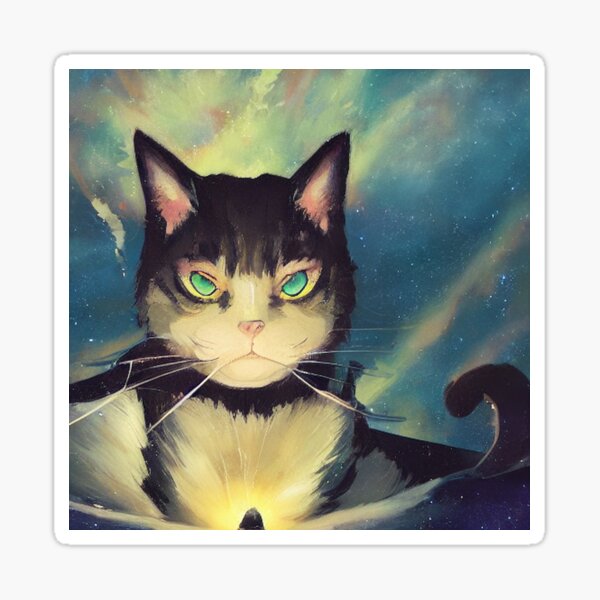 "Cutest cat in the world nebula cat in space meow art" Sticker for Sale ...