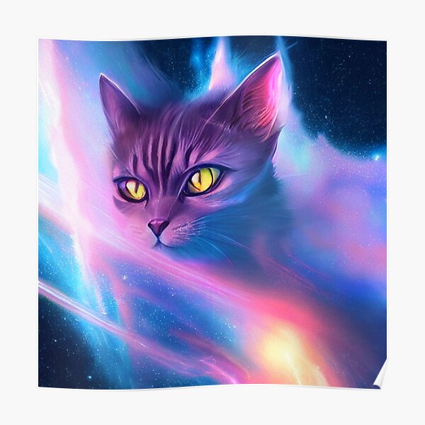 "Anime cat form of light from the nebula cat in space meow art" Poster ...