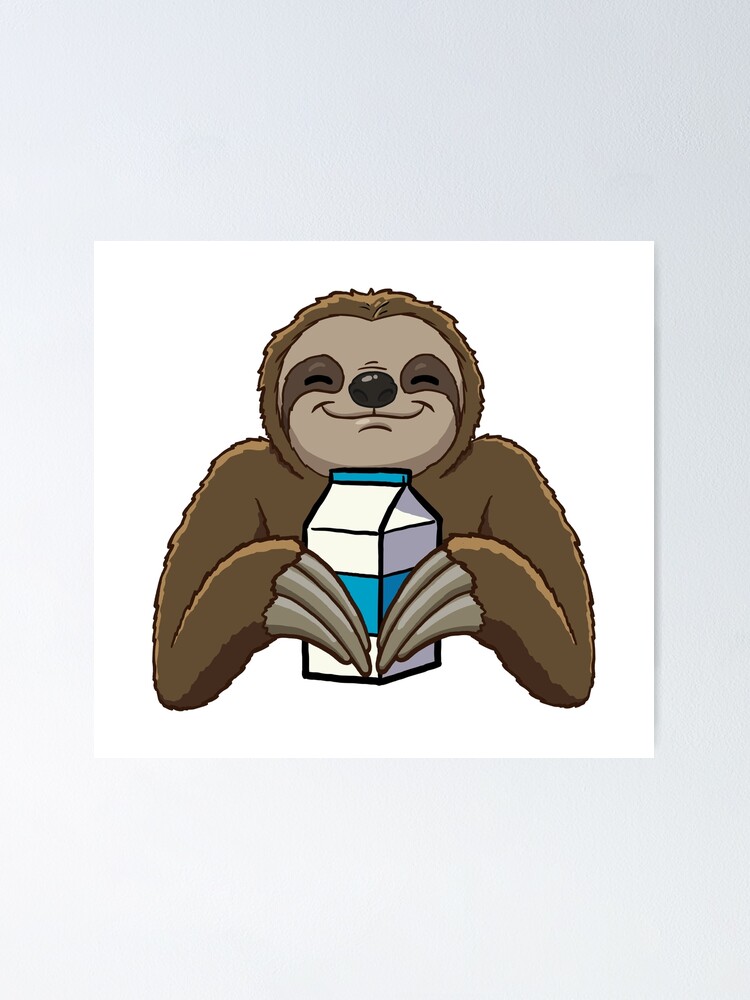 "Sloth drinking Milk" Poster for Sale by jonmlam | Redbubble
