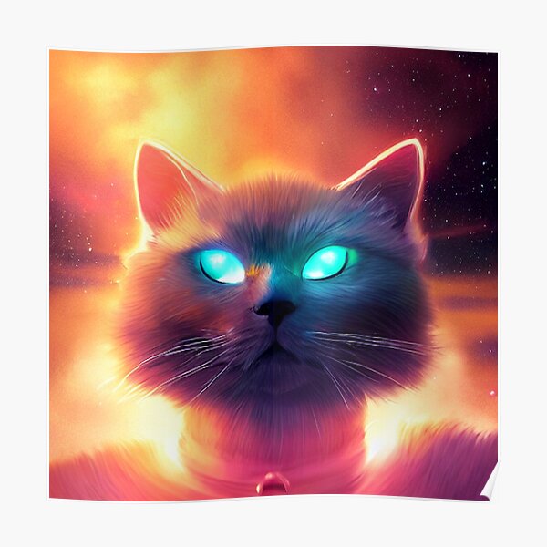 "Anime cat form of light from the nebula cat in space meow art" Poster ...