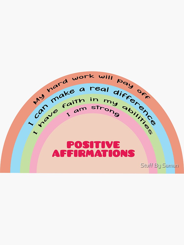 "Positive affirmations cute rainbow " Sticker for Sale by psychinfo66 ...