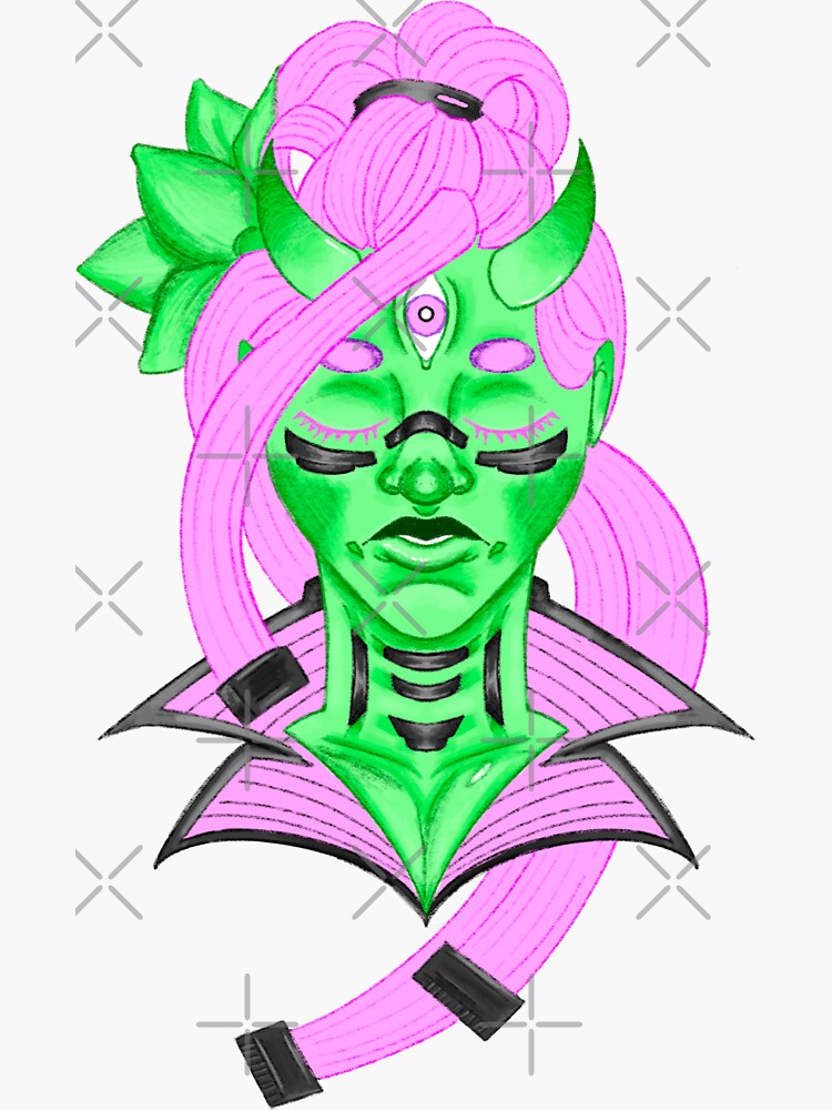 Pink Demon Girl Sticker For Sale By Squiddythings Redbubble