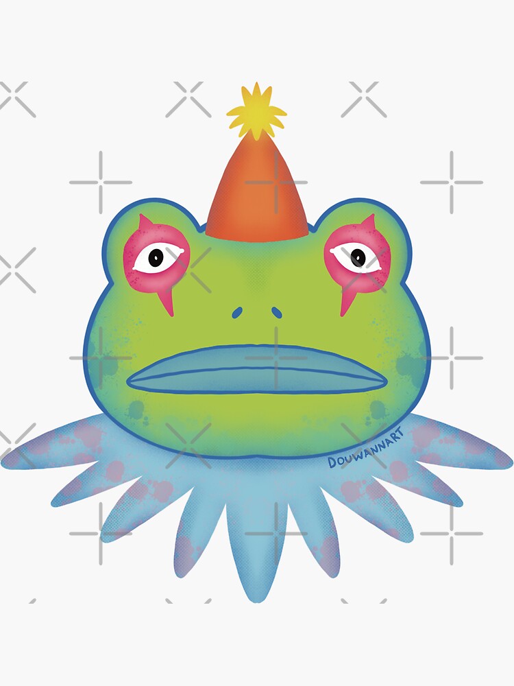 "sad frog clown" Sticker for Sale by AnnaGramotnik | Redbubble