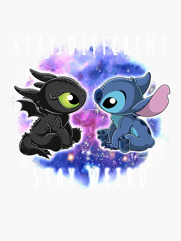 "Toothless And Stitch Stay Different Stay Weird Short Sleeve " Sticker ...
