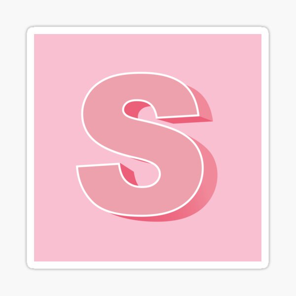 "Pink 3D Letter S" Sticker for Sale by TheMonogramShop | Redbubble