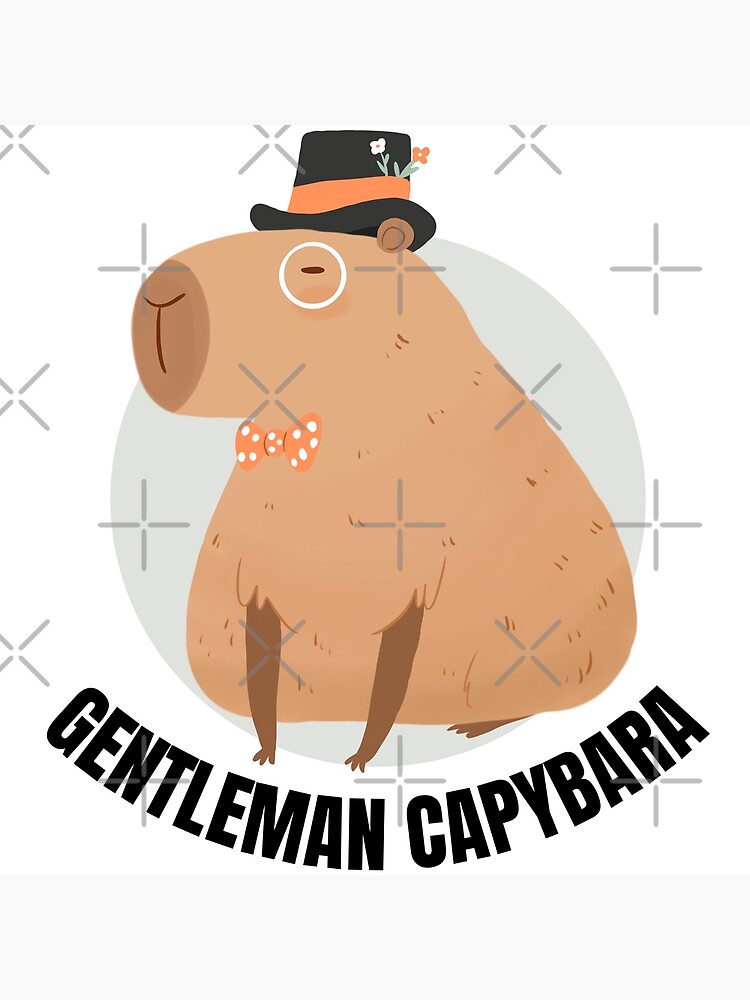 "Funny cute gentlemen capybara illustration - an adorable capybara with a gentlemen hat" Art ...