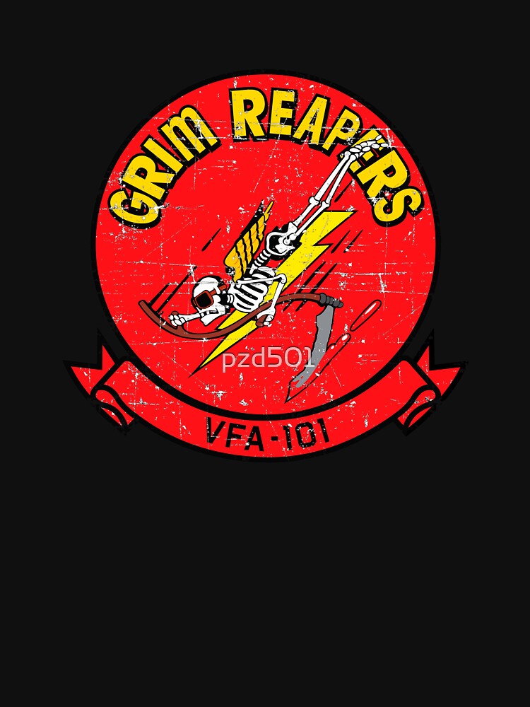 "USN VFA-101 Strike Fighter Squadron - Grim Reapers - Grunge Style" T ...