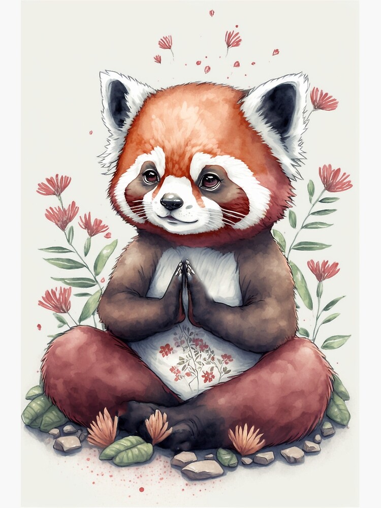 "Yoga Kawaii Red panda watercolor" Poster for Sale by printiesart ...