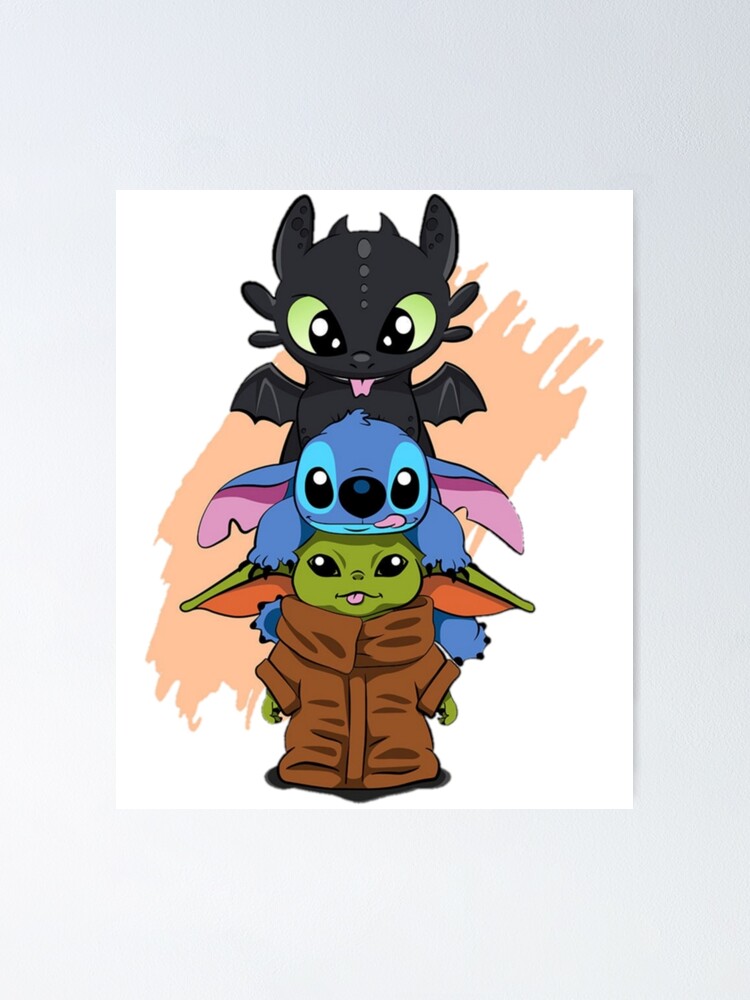 "Chibi Toothless Stitch and Cute Ba" Poster for Sale by austinrussell43 ...