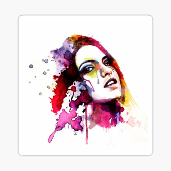 "Watercolor Design for a Woman face " Sticker for Sale by utopianco ...