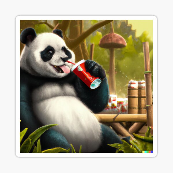"Panda Drinking Cola" Sticker for Sale by Stylum | Redbubble
