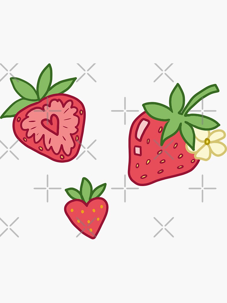 "Cute Strawberries Design Sticker Pack" Sticker for Sale by Jellibeany ...