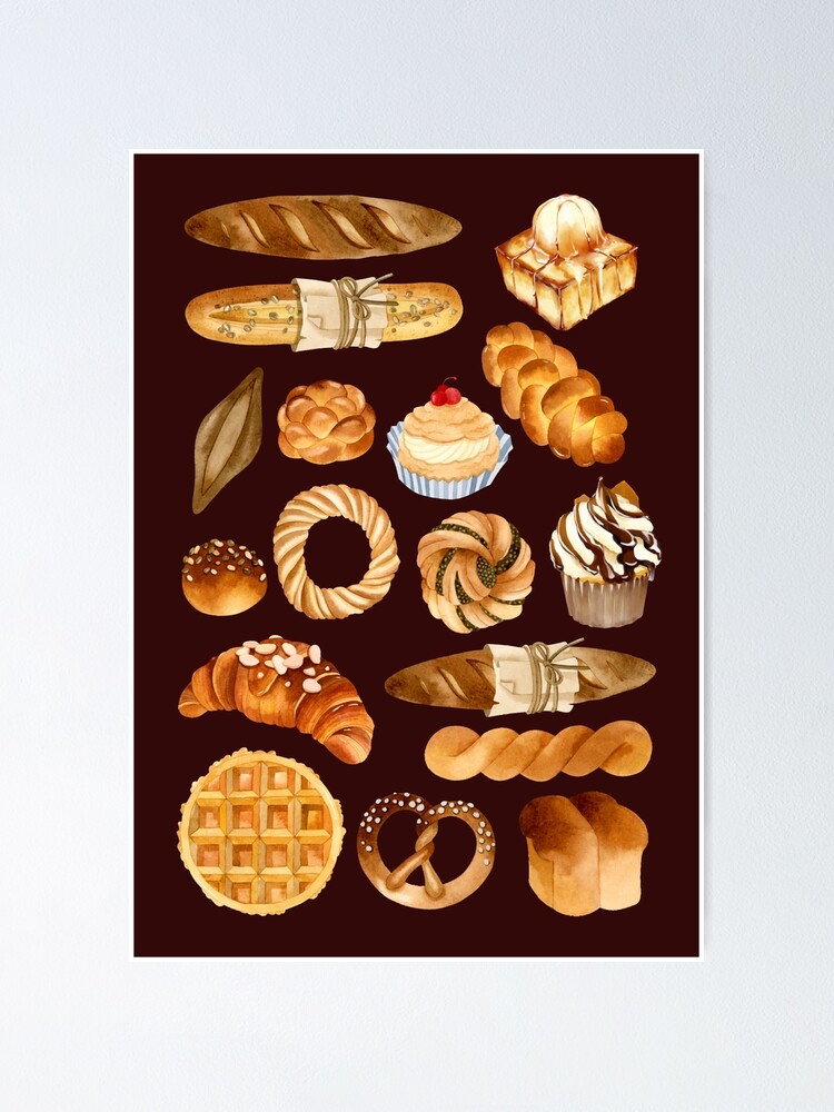 "Assorted Bread and Pastries" Poster for Sale by Alicia Chee | Redbubble