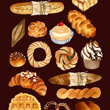 "Assorted Bread and Pastries" Poster for Sale by Alicia Chee | Redbubble