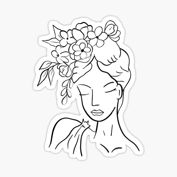 "woman one line drawing" Sticker for Sale by bainilame | Redbubble