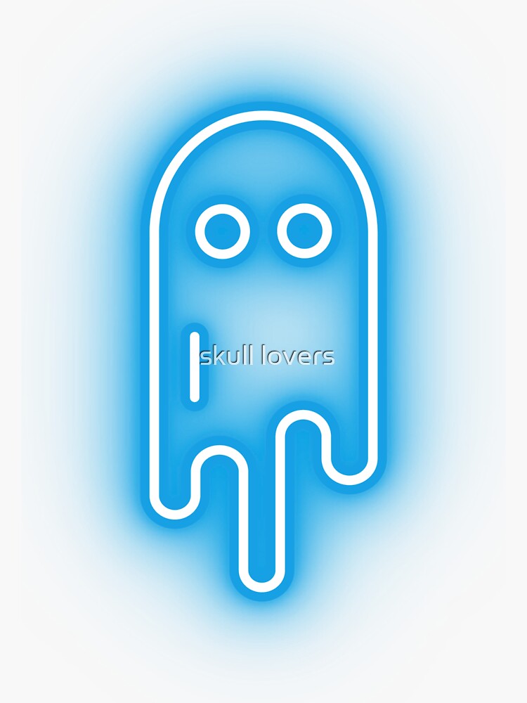 "Cute and shy ghost in light blue neon" Sticker for Sale by aubstore ...