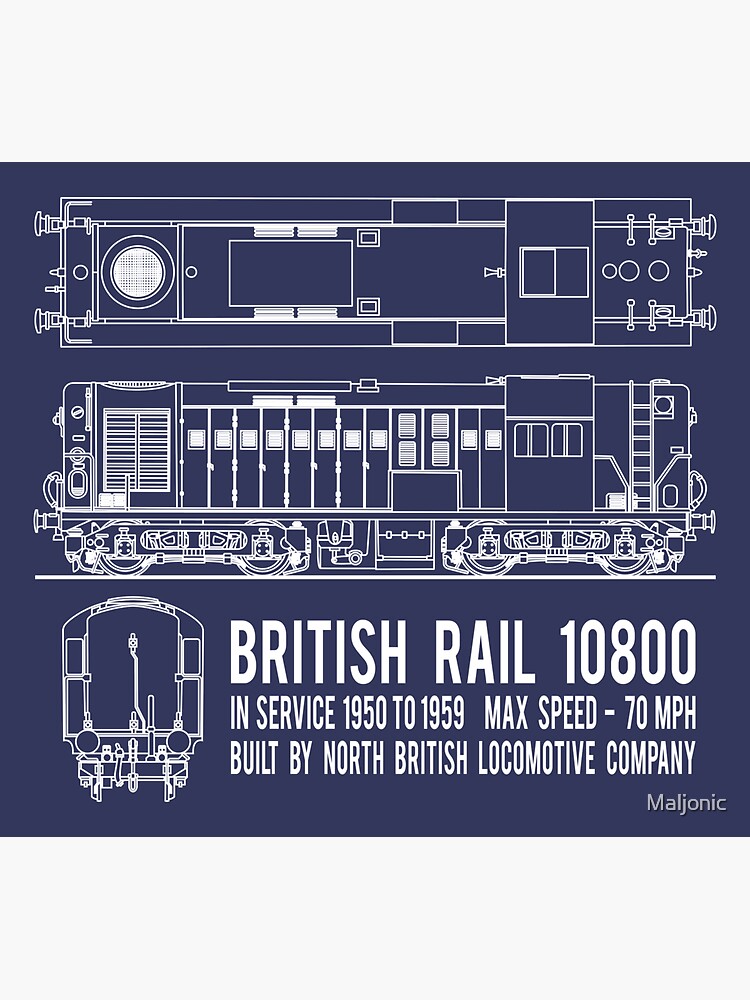 "British Rail 10800 Locomotive Train Blueprint Diagram Gift" Sticker ...