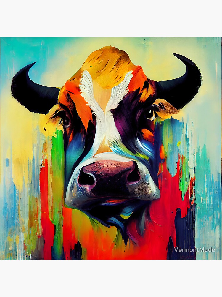 "Candice: Psychedelic Cow Portrait" Sticker for Sale by VermontMade ...