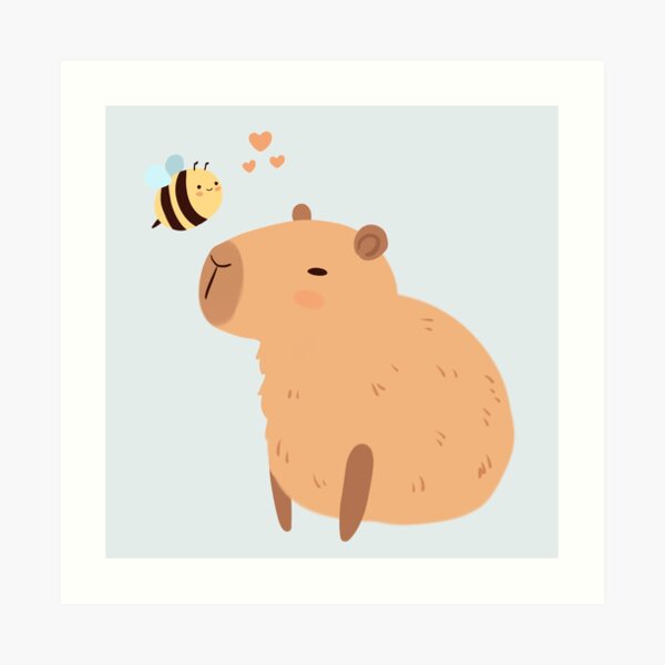 "capybara with a cute bee friends - bee cappy - be happy - a cute ...