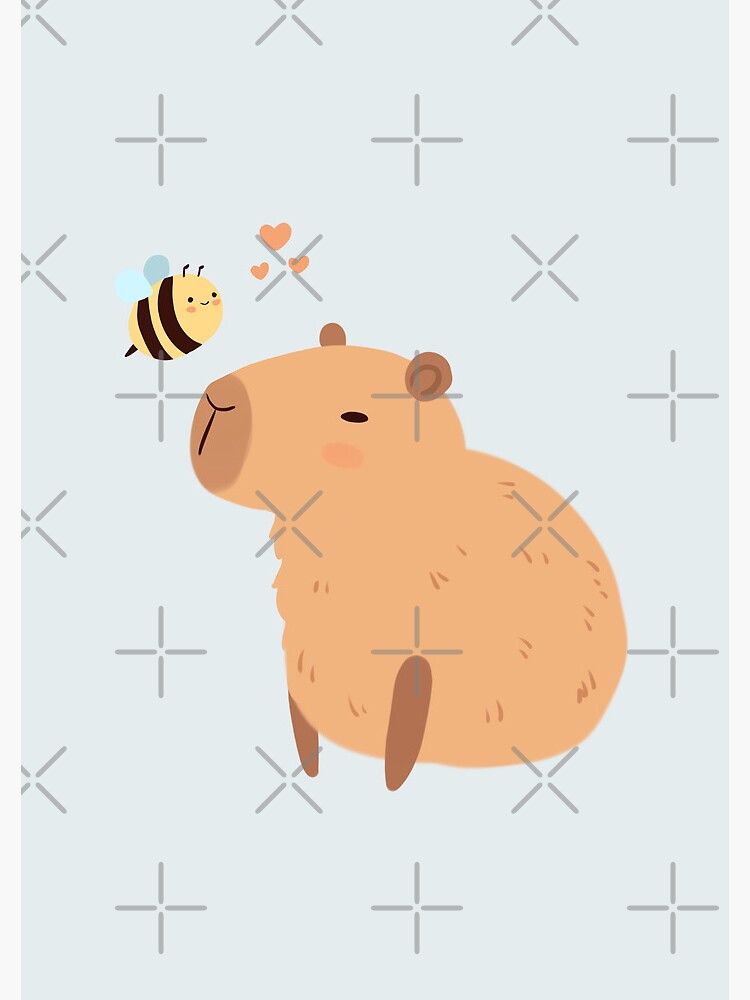 "capybara with a cute bee friends - bee cappy - be happy - a cute ...