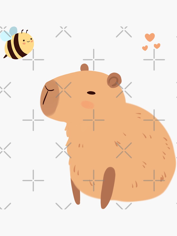 "capybara with a cute bee friends - bee cappy - be happy - a cute ...