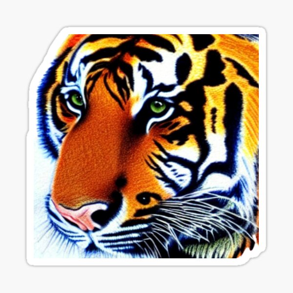 "Pencil Art of a Tiger Face " Sticker for Sale by SN-Creations | Redbubble