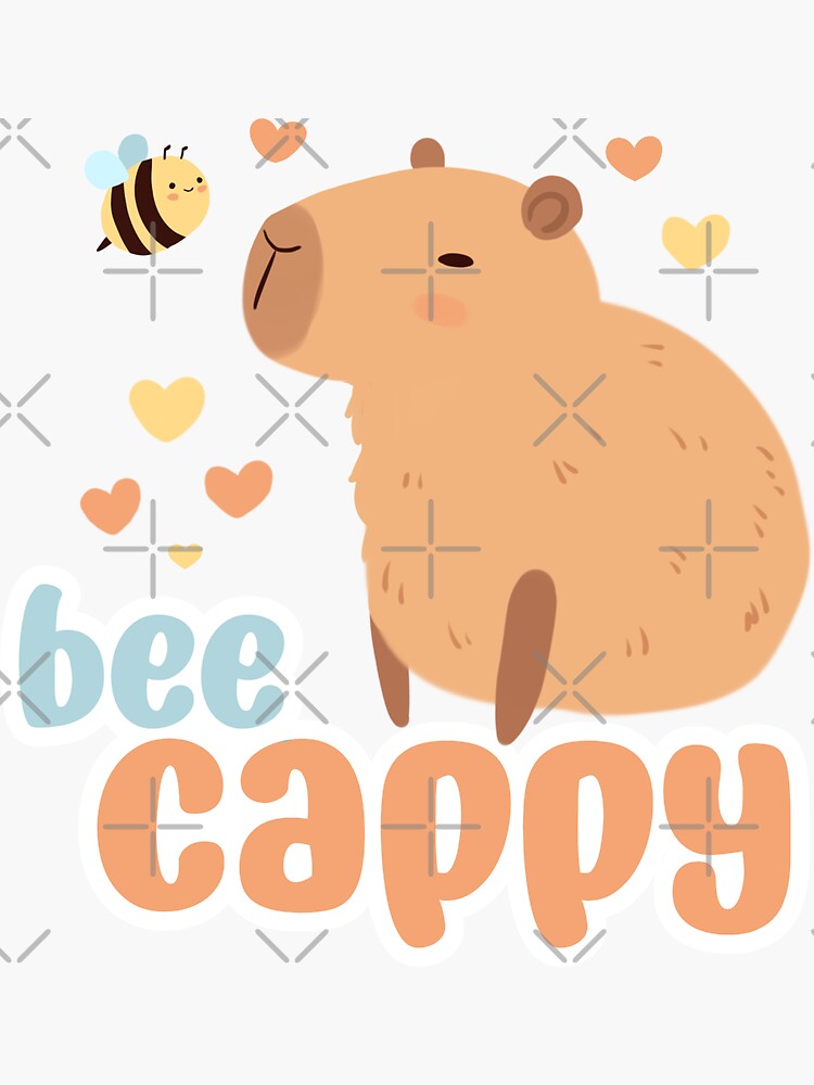 "capybara with a cute bee friends - bee cappy - be happy - a cute ...