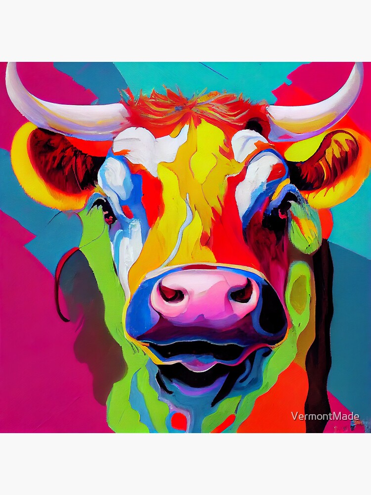 "Phillis: Psychedelic Cow Portrait" Sticker for Sale by VermontMade ...