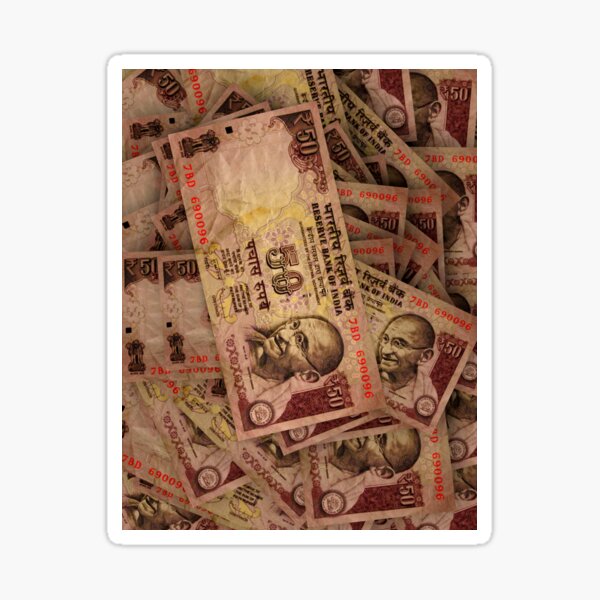 "50 RUPEE NOTES" Sticker for Sale by IMPACTEES | Redbubble