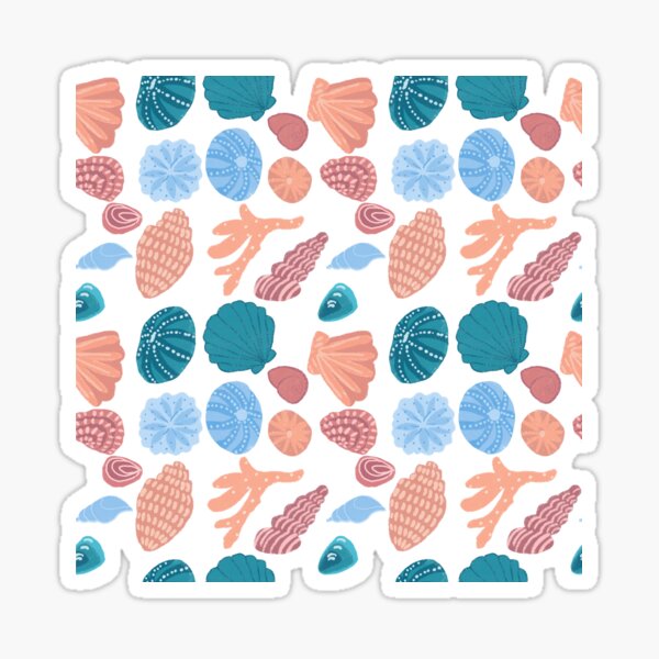 "Beachy Seashell Pattern" Sticker for Sale by elliebass | Redbubble
