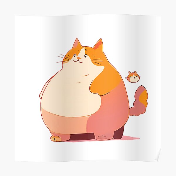 "Cute chibi fat cat pastel colors" Poster for Sale by KartoffelKiwi ...