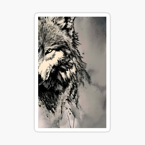"Half Wolf Black and White" Sticker for Sale by aww-to-z | Redbubble