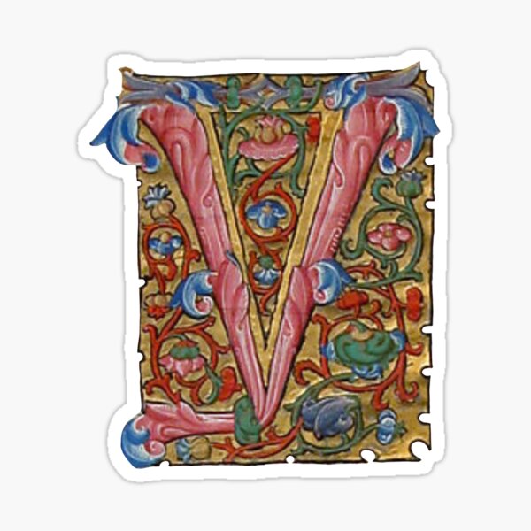 "Manuscript Lettering ‘V’ Early Irish Manuscript Illumination" Sticker ...