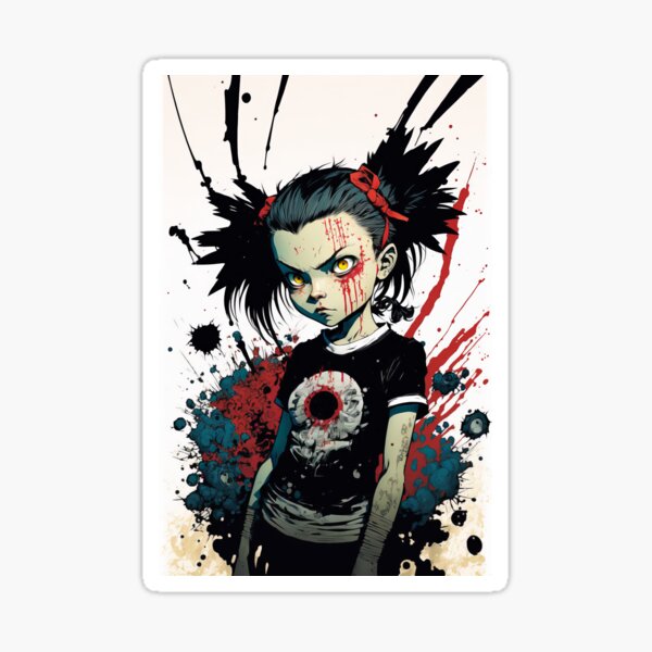 Pegatina for Sale con la obra «Angry Punk Rock Colegiala Arte cómico ...