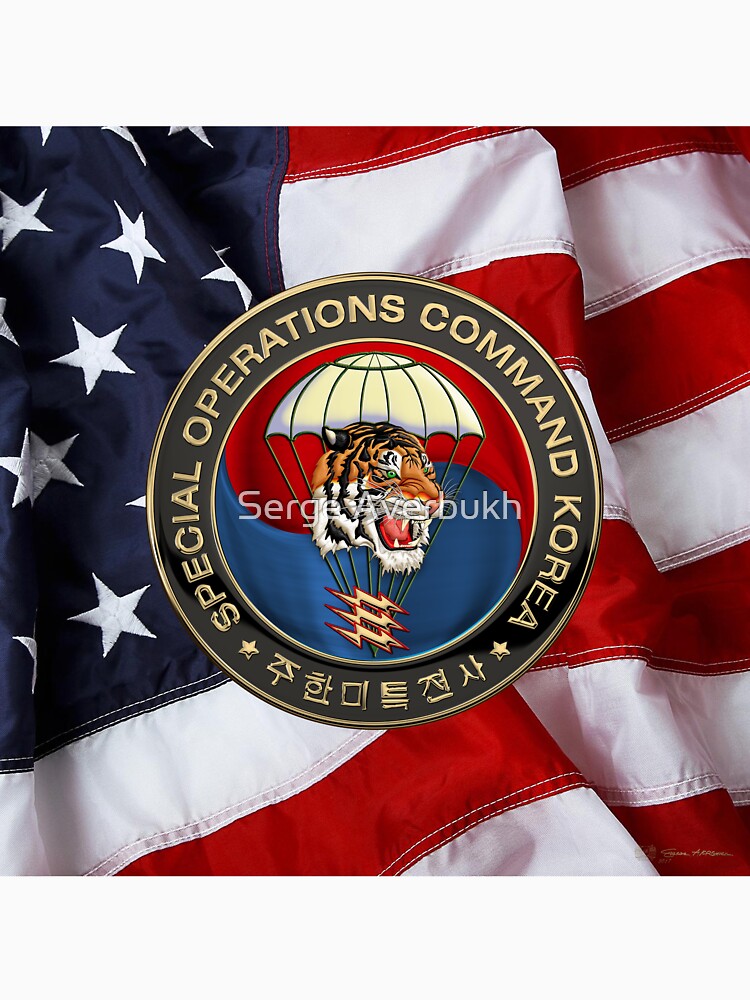 "Special Operations Command Korea - SOCKOR Emblem over American Flag" T ...