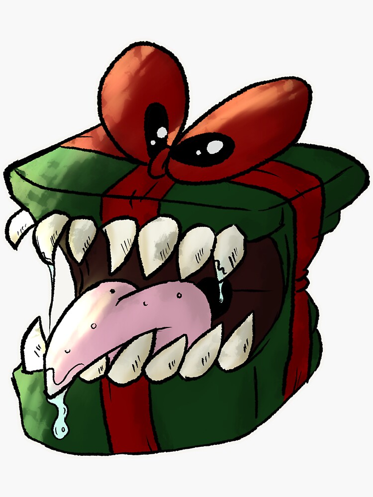 "Gifty the Chrismtas Mimic (Green)" Sticker for Sale by TheCrowsKross ...