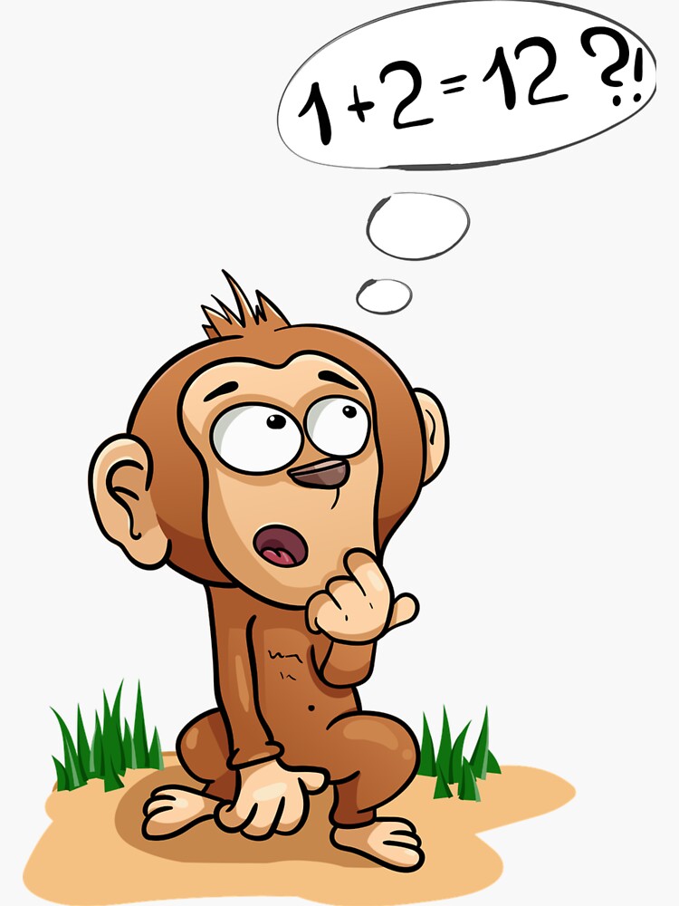 "funny little monkey doing math" Sticker for Sale by boukioudshop ...