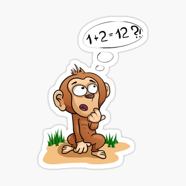 "funny little monkey doing math" Sticker for Sale by boukioudshop ...