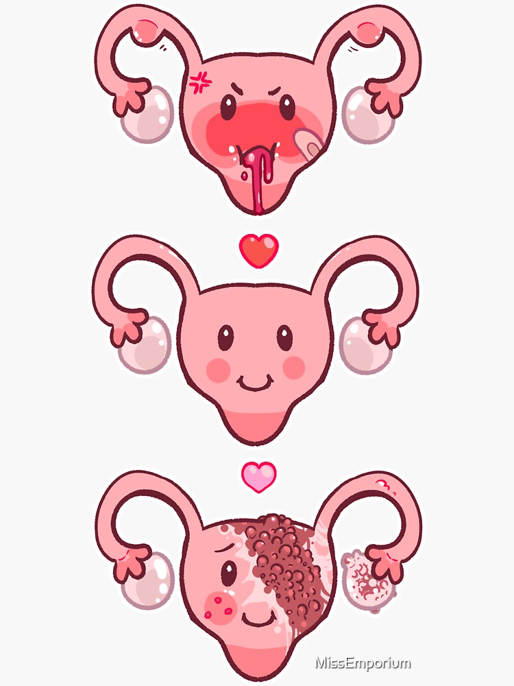 "Period positive cute uterus design" Sticker for Sale by MissEmporium ...