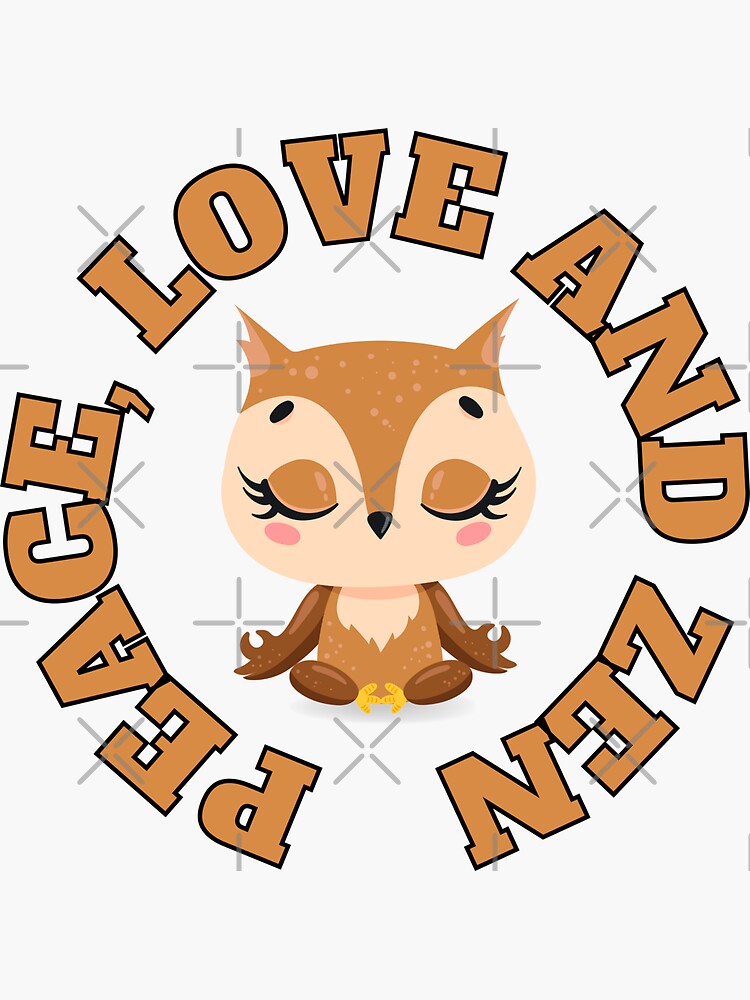 "Peace, Love and Zen Owl" Sticker for Sale by ColorMeUnique | Redbubble