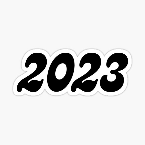 "2023 text black and white year 2023 | new year 2023" Sticker for Sale ...