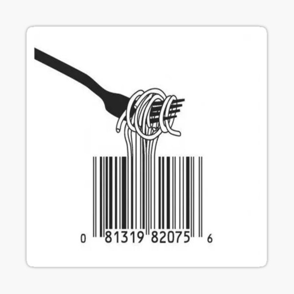 "Barcode Spaghetti" Sticker for Sale by Dimension-c137 | Redbubble