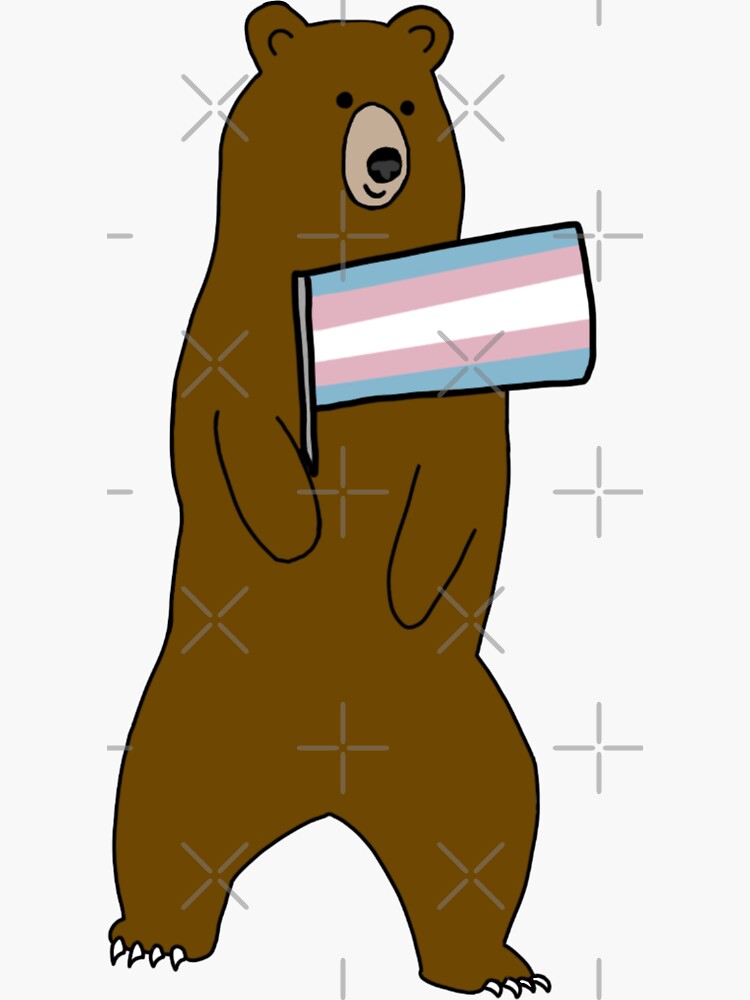 "Brown bear with trans pride flag" Sticker for Sale by sunflowerjords ...